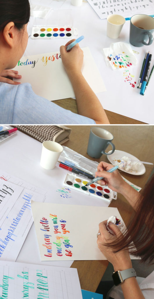 Watercolour Brush Lettering Workshop in Singapore - Happy Hands Project